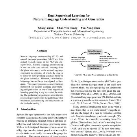 Dual Supervised Learning For Natural Language Understanding And Generation Acl Anthology
