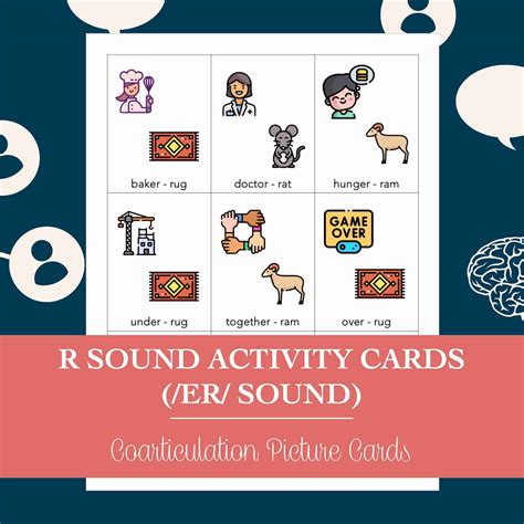 R Sound Coarticulation ER Cards Worksheet For Speech Therapy Editable Fillable Printable PDF