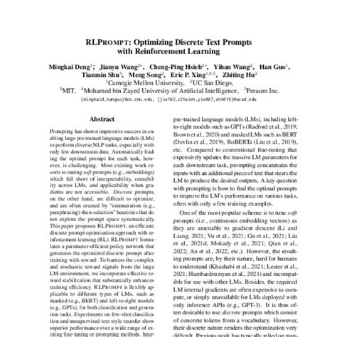 Rlprompt Optimizing Discrete Text Prompts With Reinforcement Learning Acl Anthology