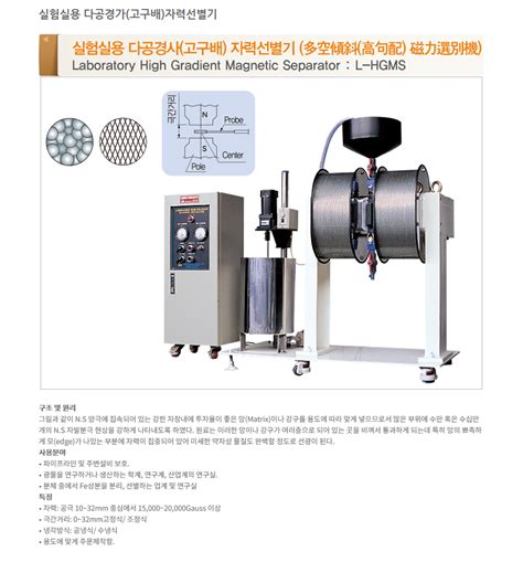 실험실용 다공경가 자력선별기 L Hgms By 주대보마그네틱 코머신 판매자 소개 및 제품 소개