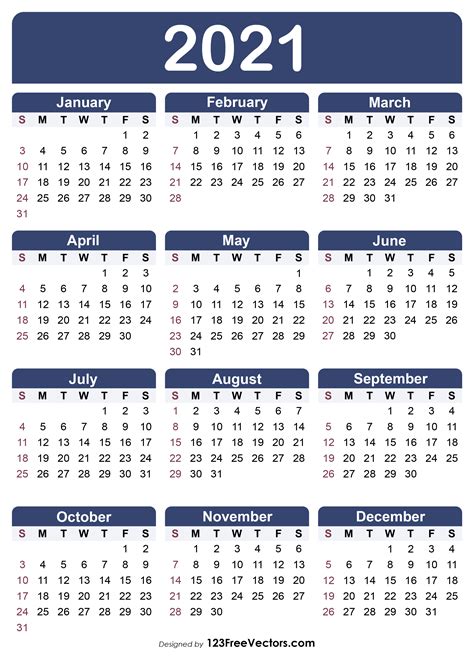50 2021 Calendar Free Vectors Photos Artwork Images 123freevectors