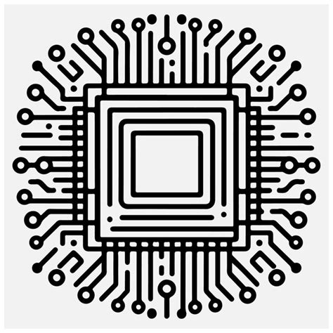 Micro Chip Line Icon Cpu Flat Design Stock Illustration Premium Ai Generated Vector