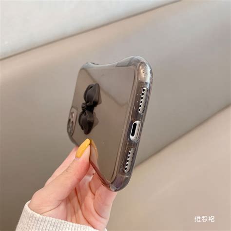 立体黑色蝴蝶结适用苹果12mini手机壳iphonexsmax网红ins风11pro少女心xr椭圆8plus小蛮腰7p日韩se2硅胶软壳i 虎窝淘