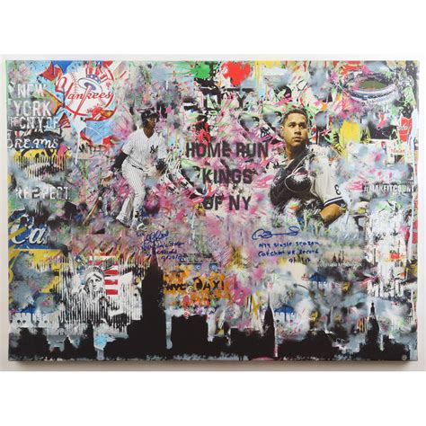 Gary Sanchez And Didi Gregorius Signed Yankees Canvas Print Multiple Stat Inscriptions Steiner