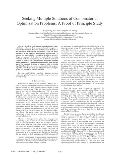 Pdf Seeking Multiple Solutions Of Combinatorial Optimization Problems