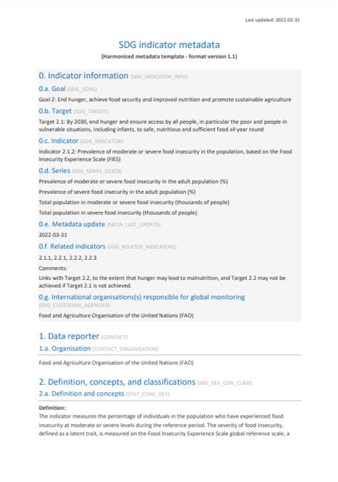 Metadata Sdg Indicators Data Portal Food And Agriculture Organization Of The United Nations