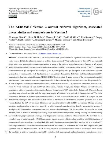 Pdf The Aeronet Version 3 Aerosol Retrieval Algorithm Associated
