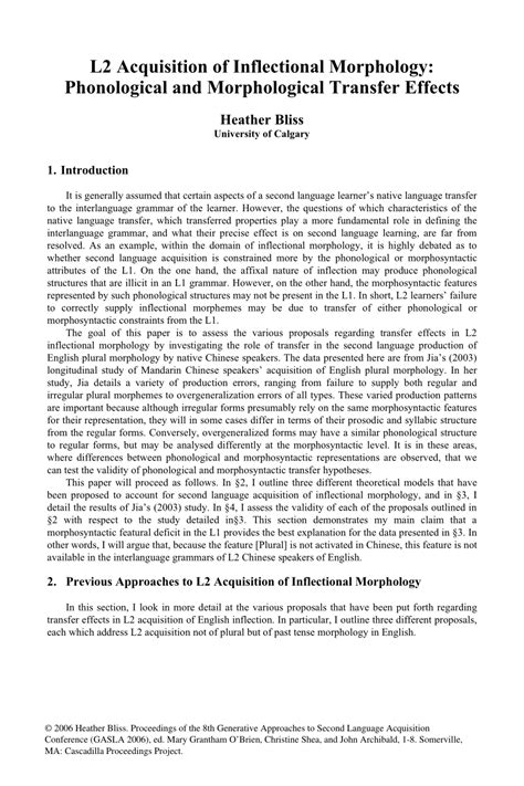 Pdf L2 Acquisition Of Inflectional Morphology Phonological And