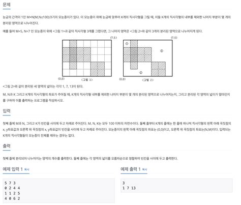 Java 백준 Boj 2583번 영역 구하기