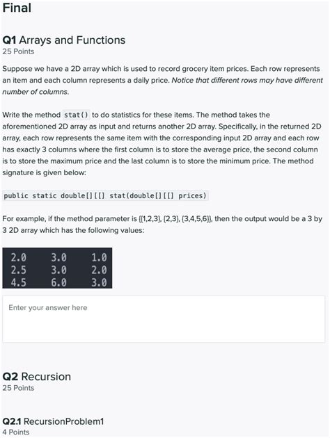 Solved Final Q1 Arrays And Functions 25 Points Suppose We