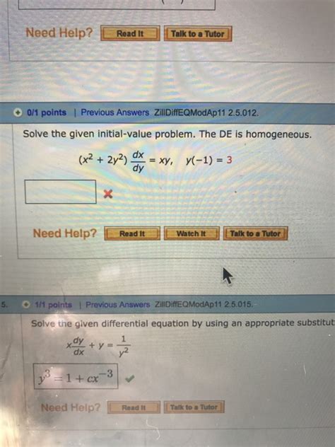 Solved Solve The Given Initial Value Problem The DE Is Chegg Com