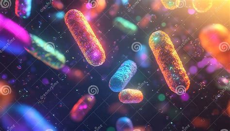 Microscopic View Of Diverse Microorganisms And Abstract Cellular Structures Under High Powered