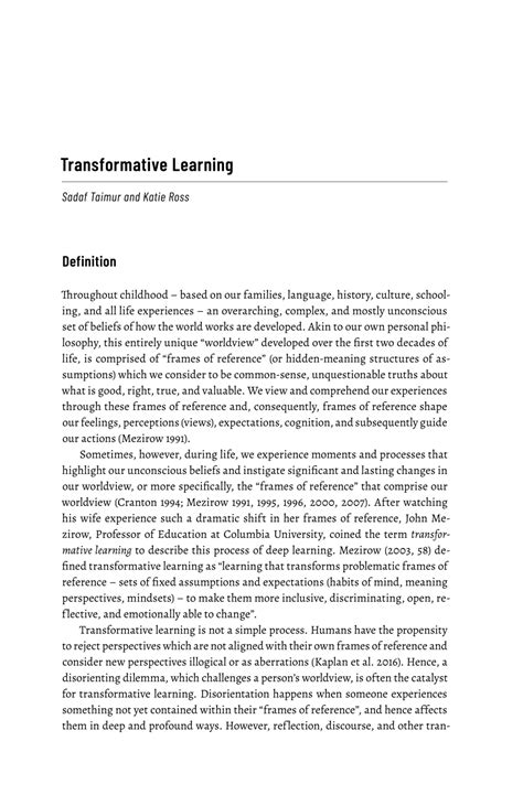Pdf Transformative Learning