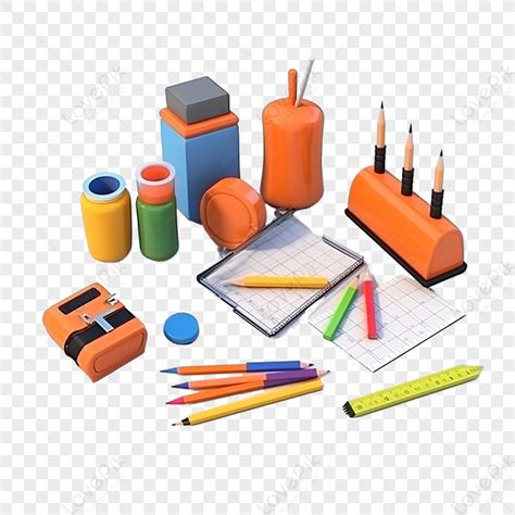 수학 도구 항목의 3d 렌더링 세트 어린이 학교 3d 렌더링 그림 만화 스타일교실세다 Png 일러스트 무료 다운로드