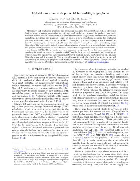 Pdf Hybrid Neural Network Potential For Multilayer Graphene