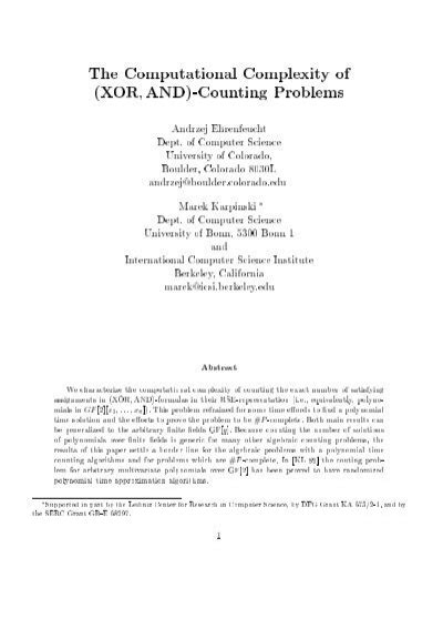 The Computational Complexity Of Xorand Counting Problems