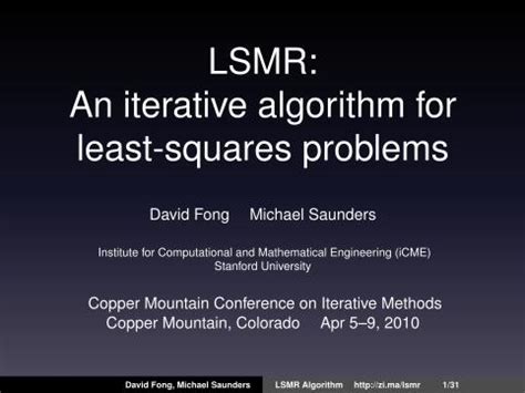 PDF LSMR An Iterative Algorithm For Least Squares ProblemsLSMR An Iterative Algorithm For