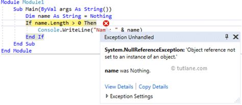 Visual Basic Exception Tutlane
