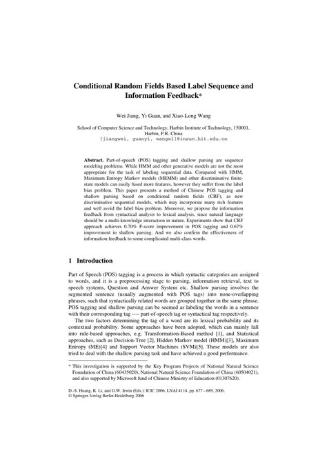 Pdf Conditional Random Fields Based Label Sequence And Information
