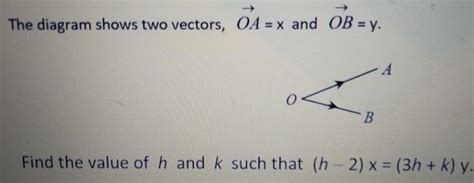 Solved The Diagram Shows Two Vectors Vector Oa X And Vector Ob Y Find The Value Of H And K