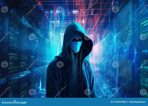 anonymous hacker with mask generate ai stock illustration