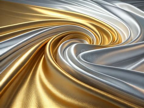 Flowing Metallic Fabric In Gold And Silver Tones Luxury Silk Texture Elegant Abstract