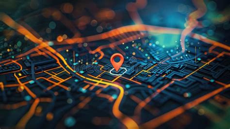 A Close Up Of A Mouse Cursor Moving Across A Digital Map Showing Navigation Stock Illustration