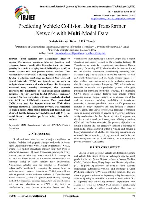 Pdf Predicting Vehicle Collision Using Transformer Network With Multi