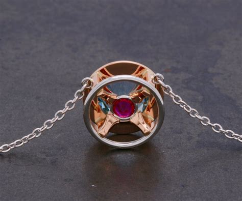 Aquamarine And Ruby 18k Rose Gold And Platinum Solitaire Pendant