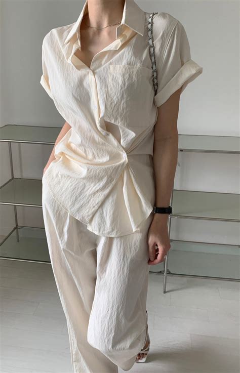 바스락 반팔셔츠 바스락팬츠세트체형커버빅사이즈가능2컬러 에이블리