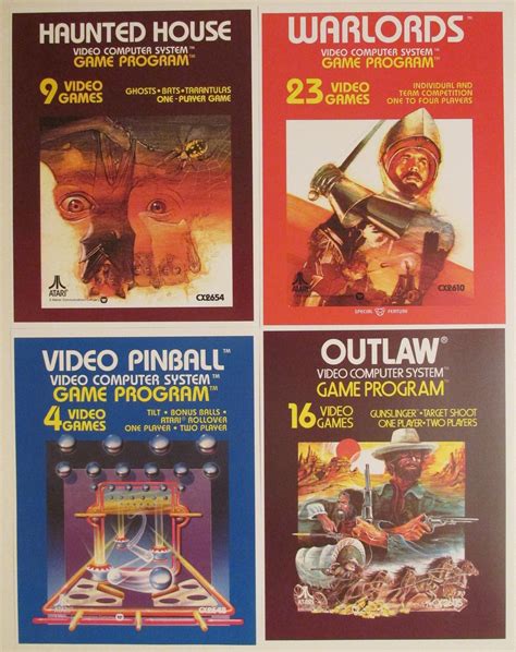 Atari 2600 Video Game Box Art Reproduction Four 8 5x11 Poster Prints