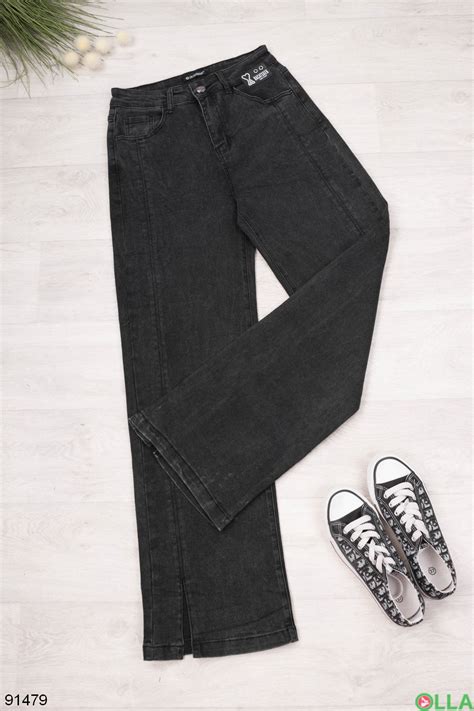 Женские темно серые джинсы клёш И L9641b купить недорого в интернет магазине Olla Украина