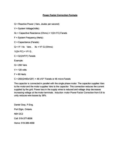 Power Factor Correction Formula Docx