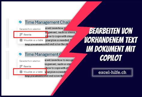Bearbeiten Von Vorhandenem Text Im Dokument Mit Copilot Excel Hilfe Ch
