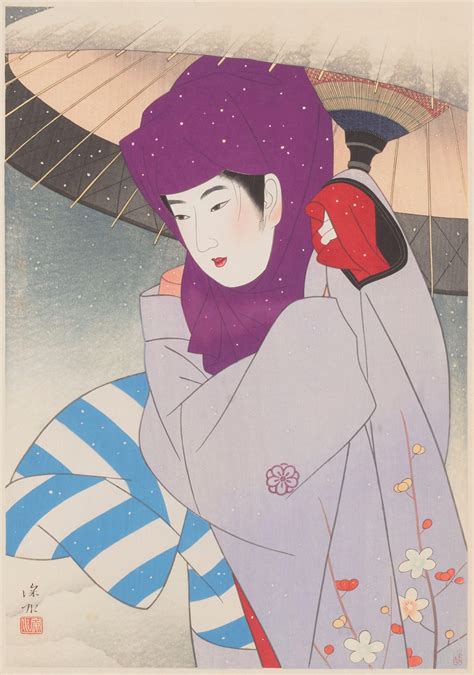 Bonhams Ito Shinsui Japanese 1898 1972 Purple Hood Okoso Zukin