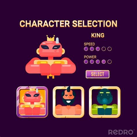 Plakat Game Ui Character Selection Pop Up With Golden Border For 2d Na