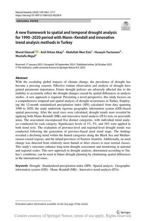 A New Framework To Spatial And Temporal Drought Analysis For 1990 2020