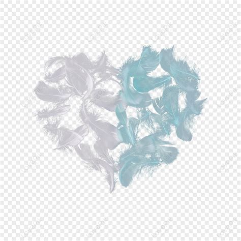 하트 모양의 파란색과 흰색 깃털 하트 일러스트푸른하얀 Png 일러스트 무료 다운로드 Lovepik