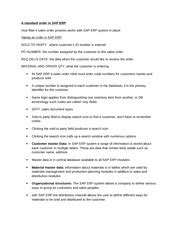 A Standard Order In SAP ERP Week 7 A Standard Order In SAP ERP How Fitters Sales Order Process