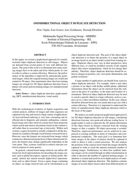 Pdf Omnidirectional Object Duplicate Detection