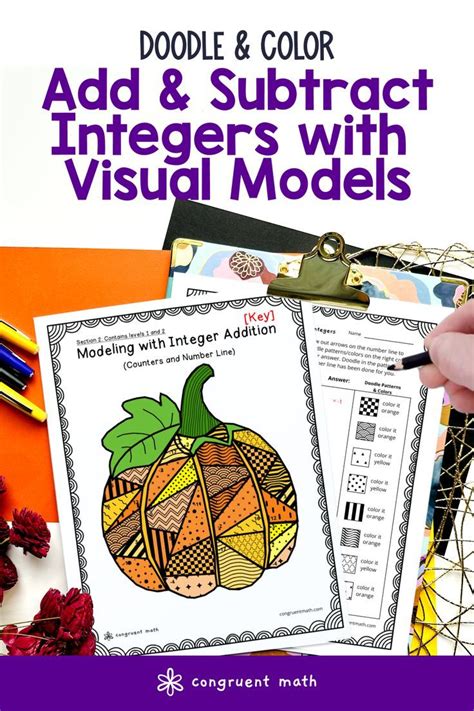 adding and subtracting integers visual models doodle color by number