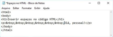 Inserir Espaços No Código Html Ccm