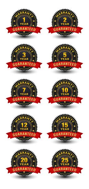 골든 라인 년 보증 배지 기호 라벨 인감 흰색 배경에 고립 된 빨간 리본 스탬프 세트와 함께 고급 스러운 검게 0명에 대한 스톡 벡터 아트 및 기타 이미지 Istock