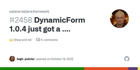 Dynamicform 104 Just Got A · Oqtane Oqtaneframework · Discussion 2458 · Github
