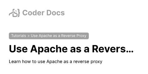 Use Apache As A Reverse Proxy Coder Docs