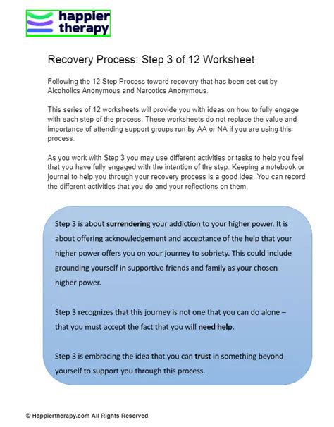 12 Step Recovery Worksheets