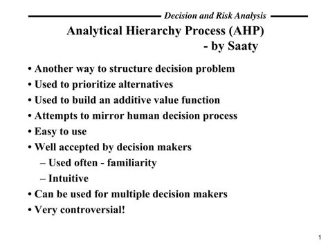 Ppt Analytical Hierarchy Process Ahp By Saaty Powerpoint Presentation Id6178046