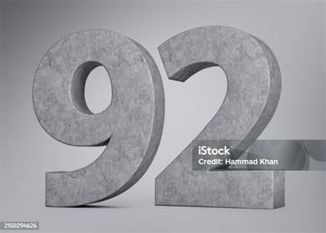 3d 콘크리트 번호 92 92 자리 회색 콘크리트 돌 회색 배경 3d 그림으로 만든 0명에 대한 스톡 사진 및 기타 이미지 0명 3차원 형태 개념 Istock