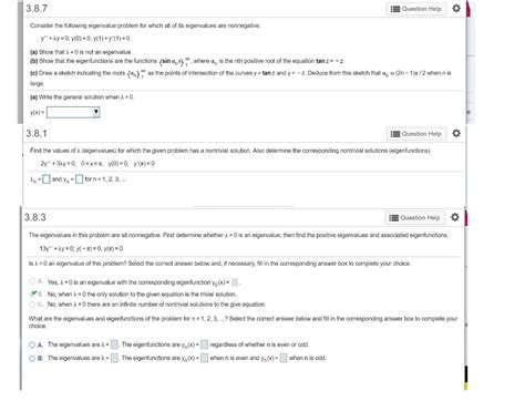 Solved 387 Question Help Consider The Following Eigenvalue