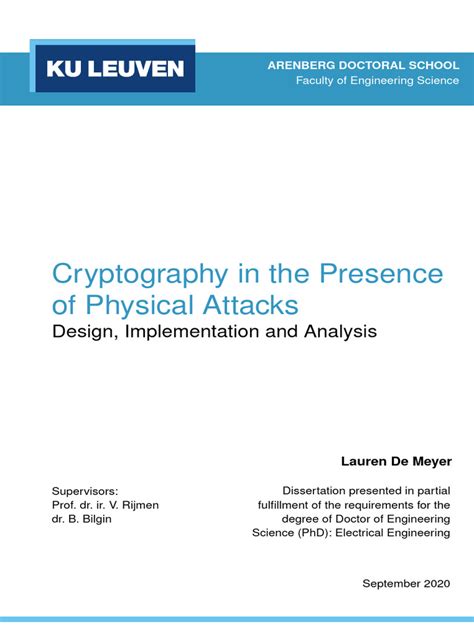 Cryptography In The Presence Of Physical Attacks Thesis 384 Phd 2020 Ku Leuven Lauren De Meyer Pdf